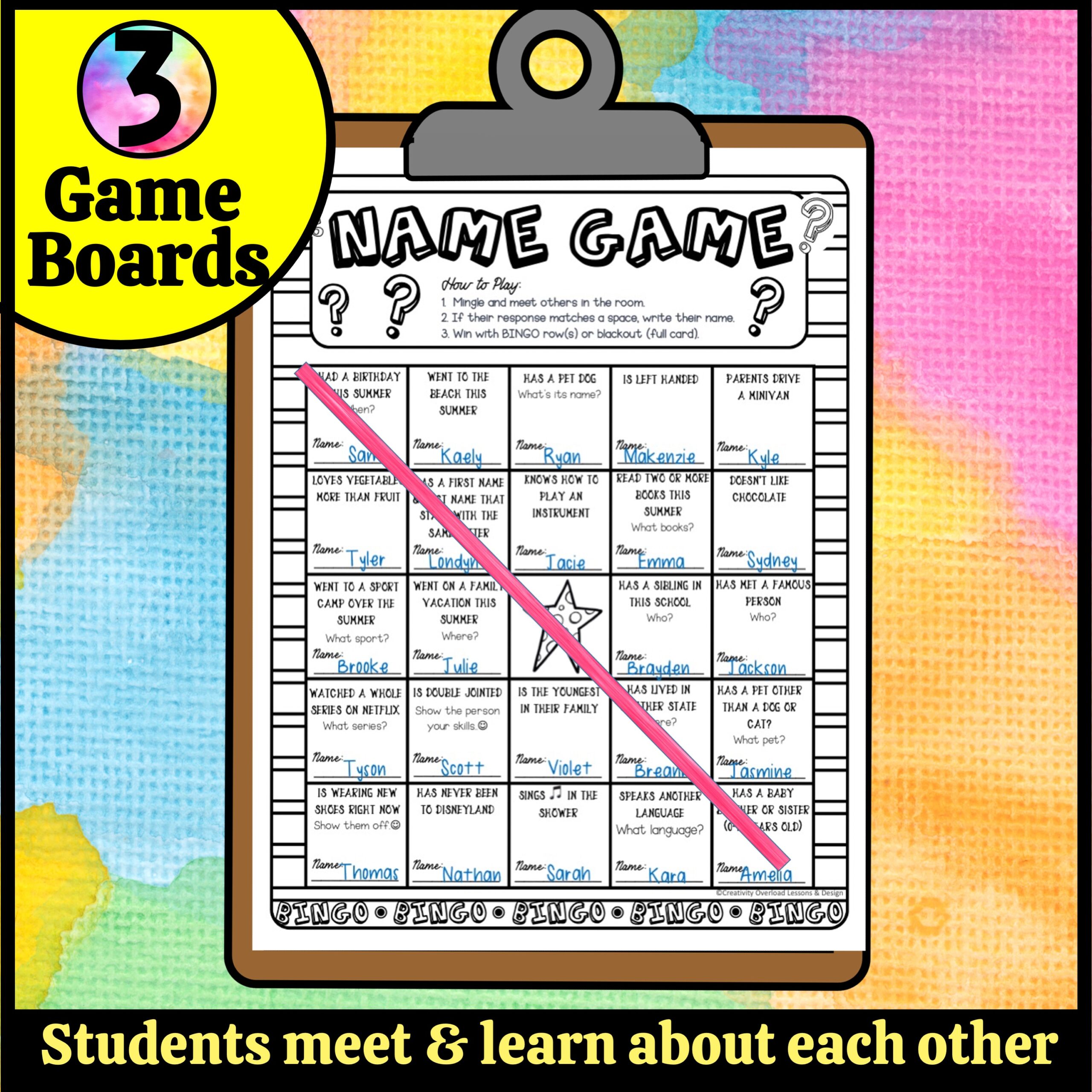 All About Me BINGO- Interactive Icebreaker for Middle School - Classful