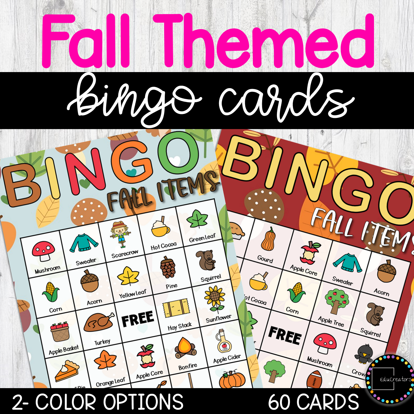 Fall Autumn Season Themed Bingo Cards - Classful