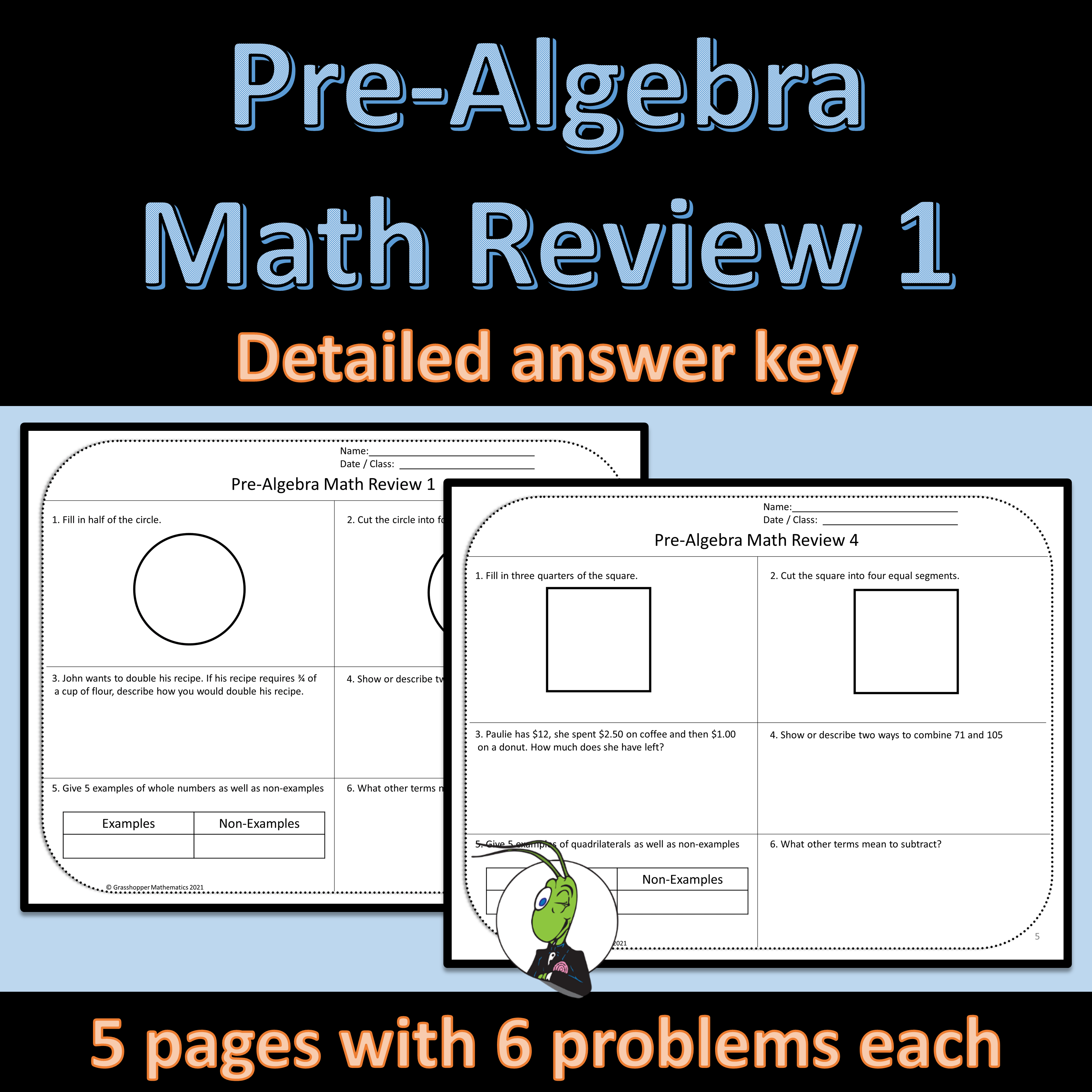 Pre Algebra Back to School Math Review - Classful