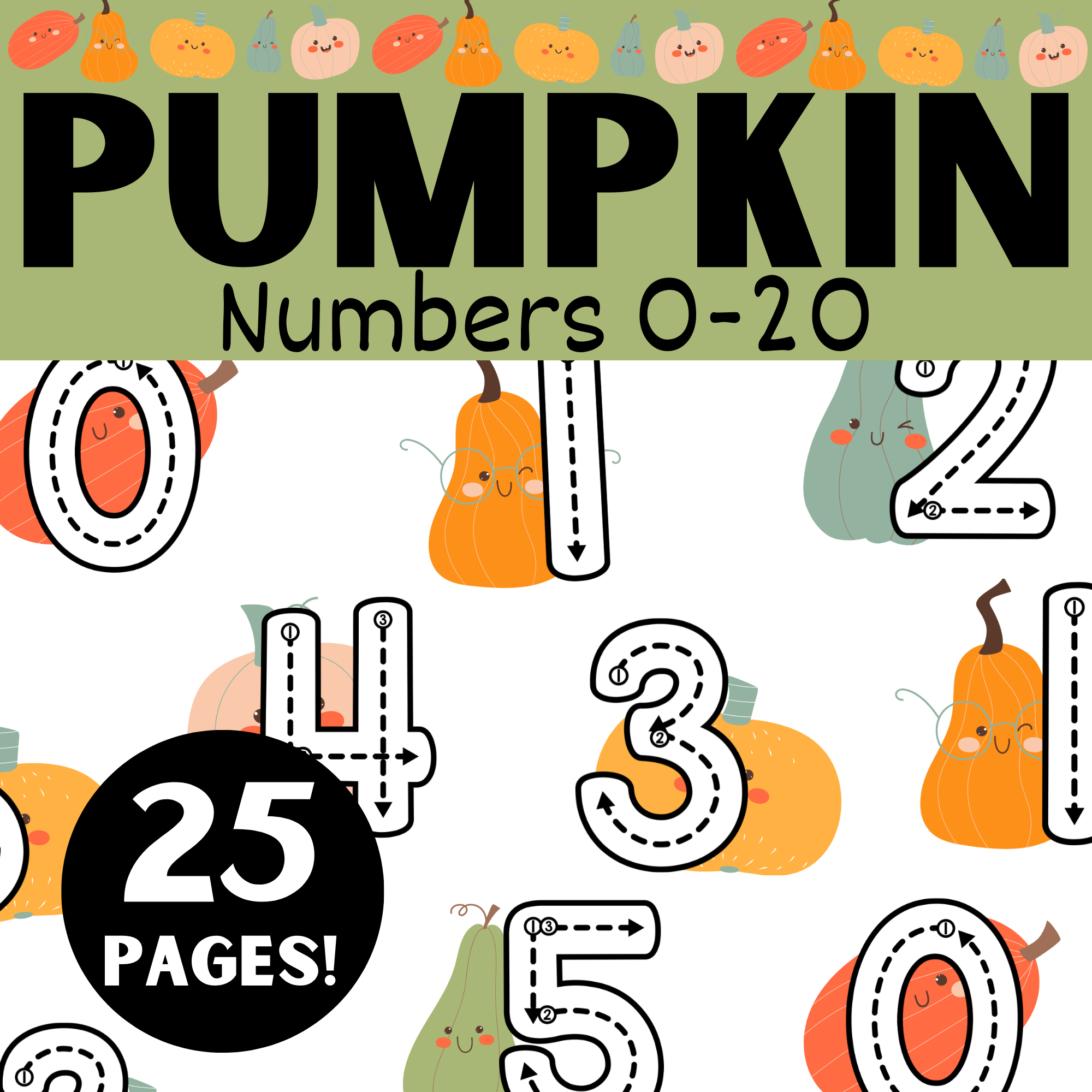 Colorful Pumpkin Number Tracing Cards 0-20 | Numbers Recognition ...