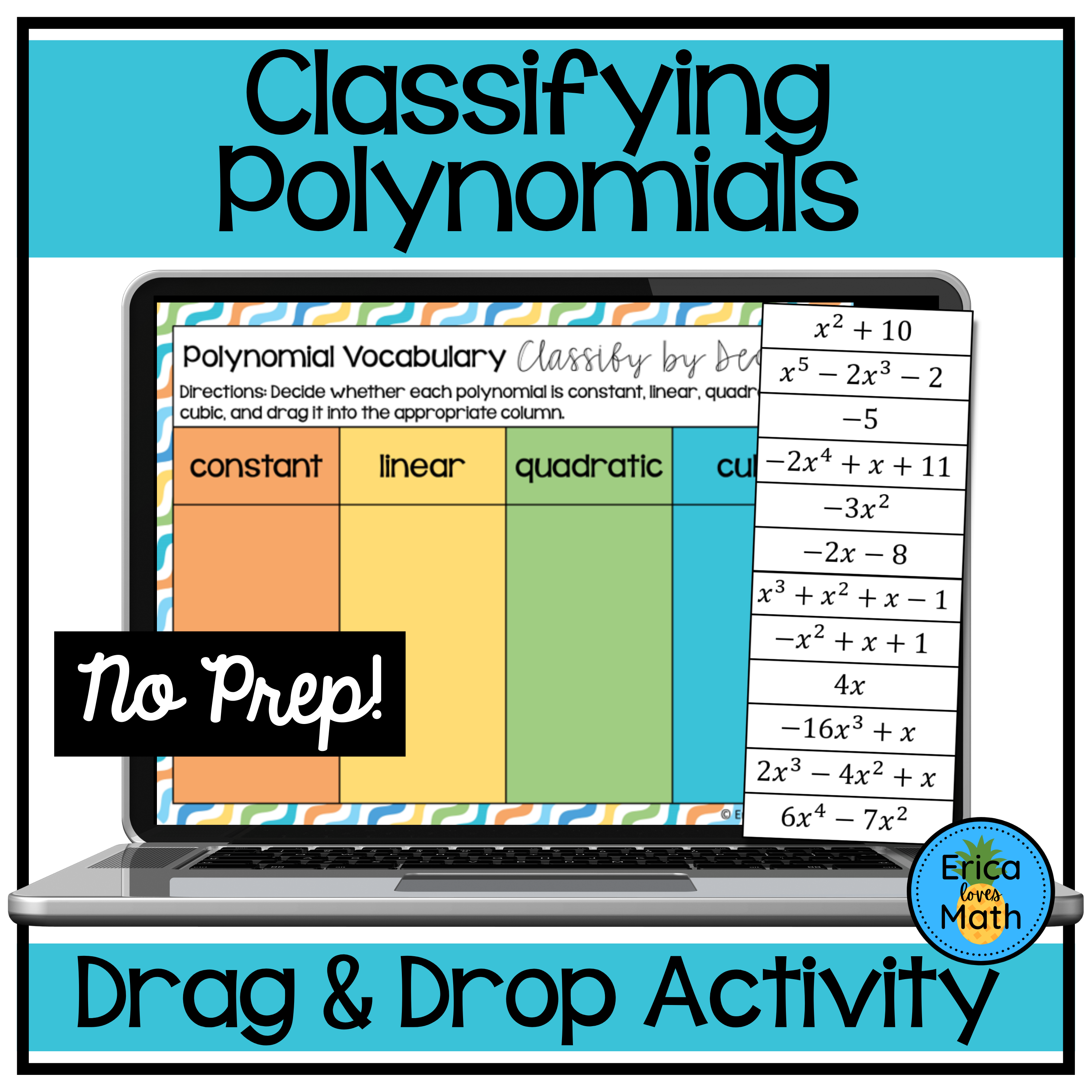 Classifying Polynomials Digital Drag And Drop Activity Classful
