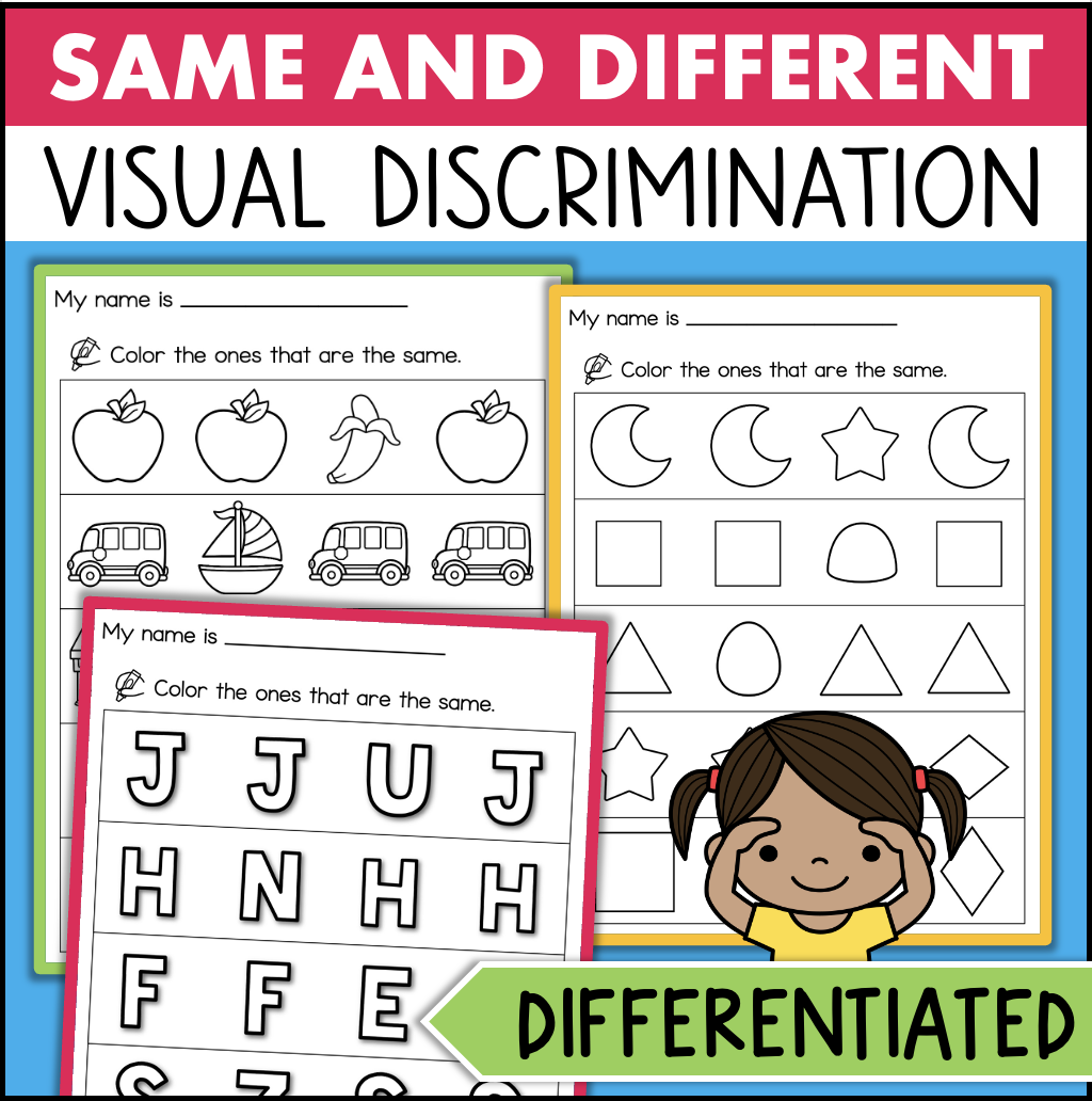 Same & Different Worksheets Visual Discrimination Objects Shapes ...