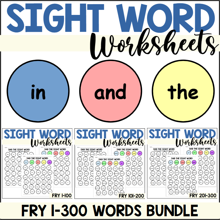 Fry 1-300 Dab It Sight Word Worksheets Bundle - Classful