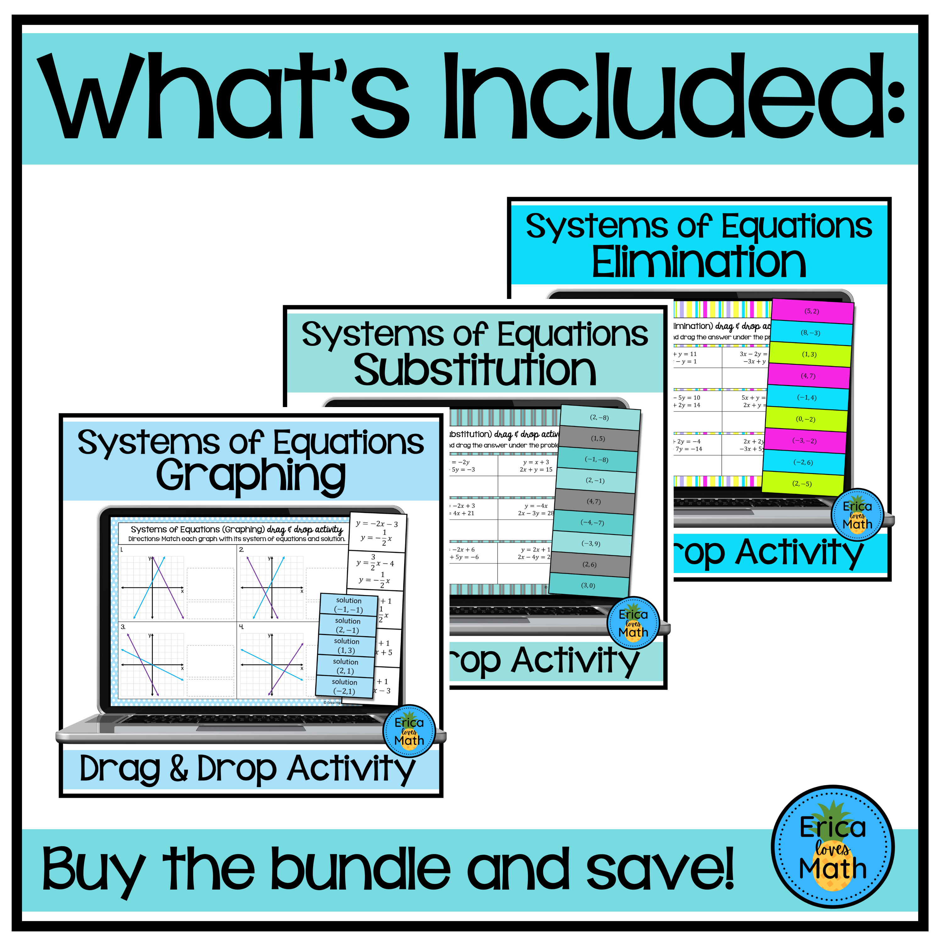 Solving Systems Of Equations Digital Activity Drag And Drop Mini Bundle