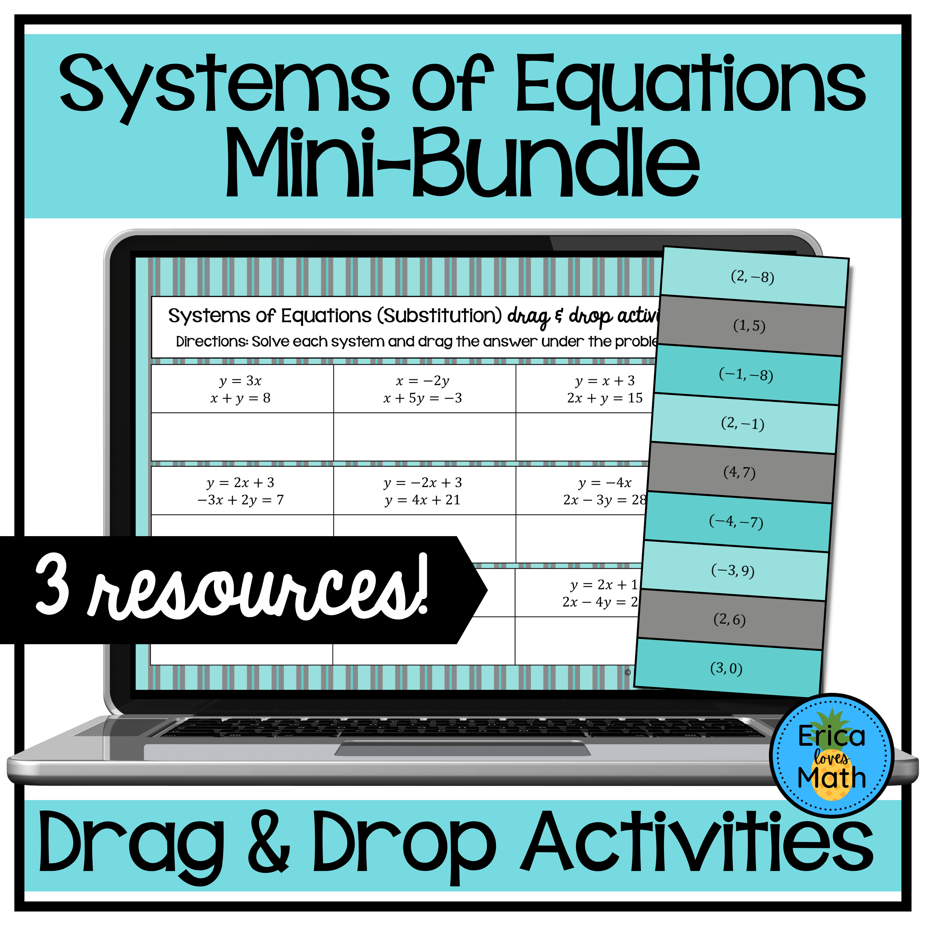 Solving Systems Of Equations Digital Activity Drag And Drop Mini Bundle