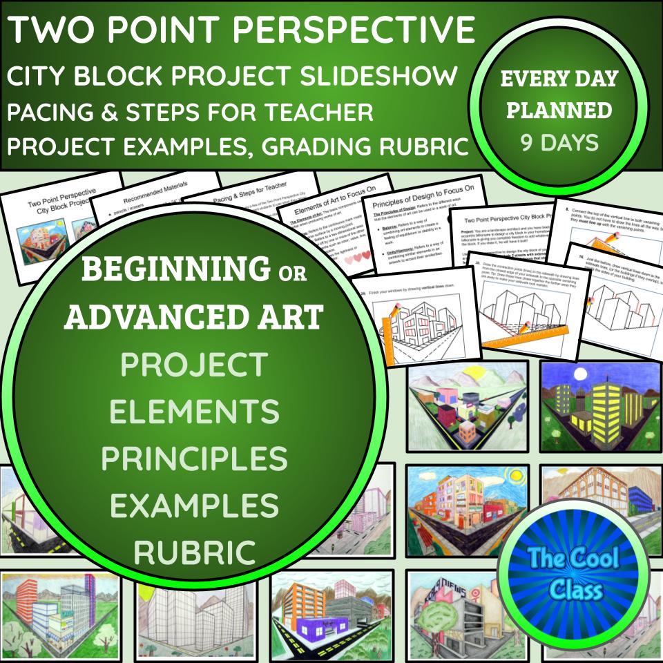 Two Point Perspective City Block Drawing Project Slideshow + Student ...