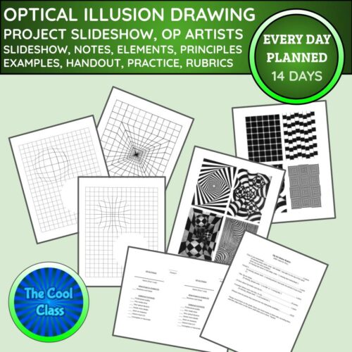 Optical Illusion Drawing Project, Practice Handouts, Op Artists Info ...
