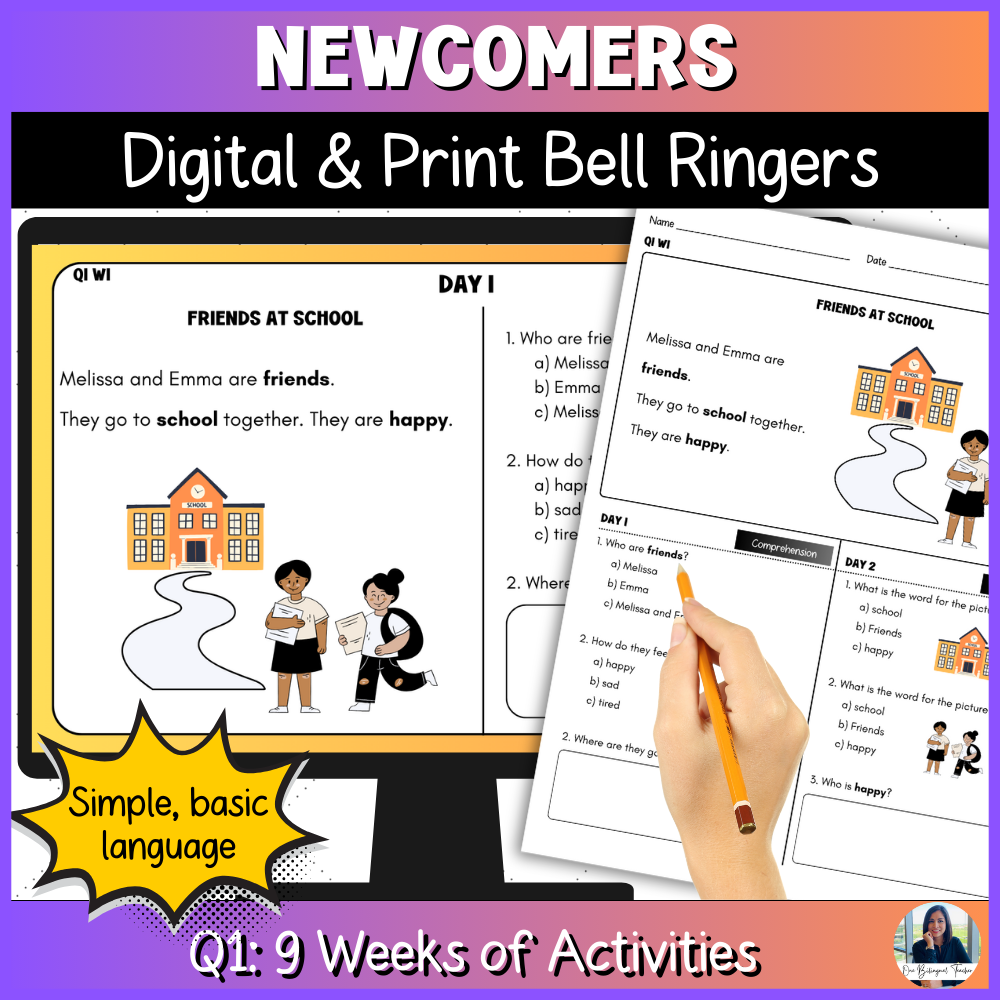 Newcomer ESL Bell Ringers- Beginner Reading Comprehension, Vocabulary ...