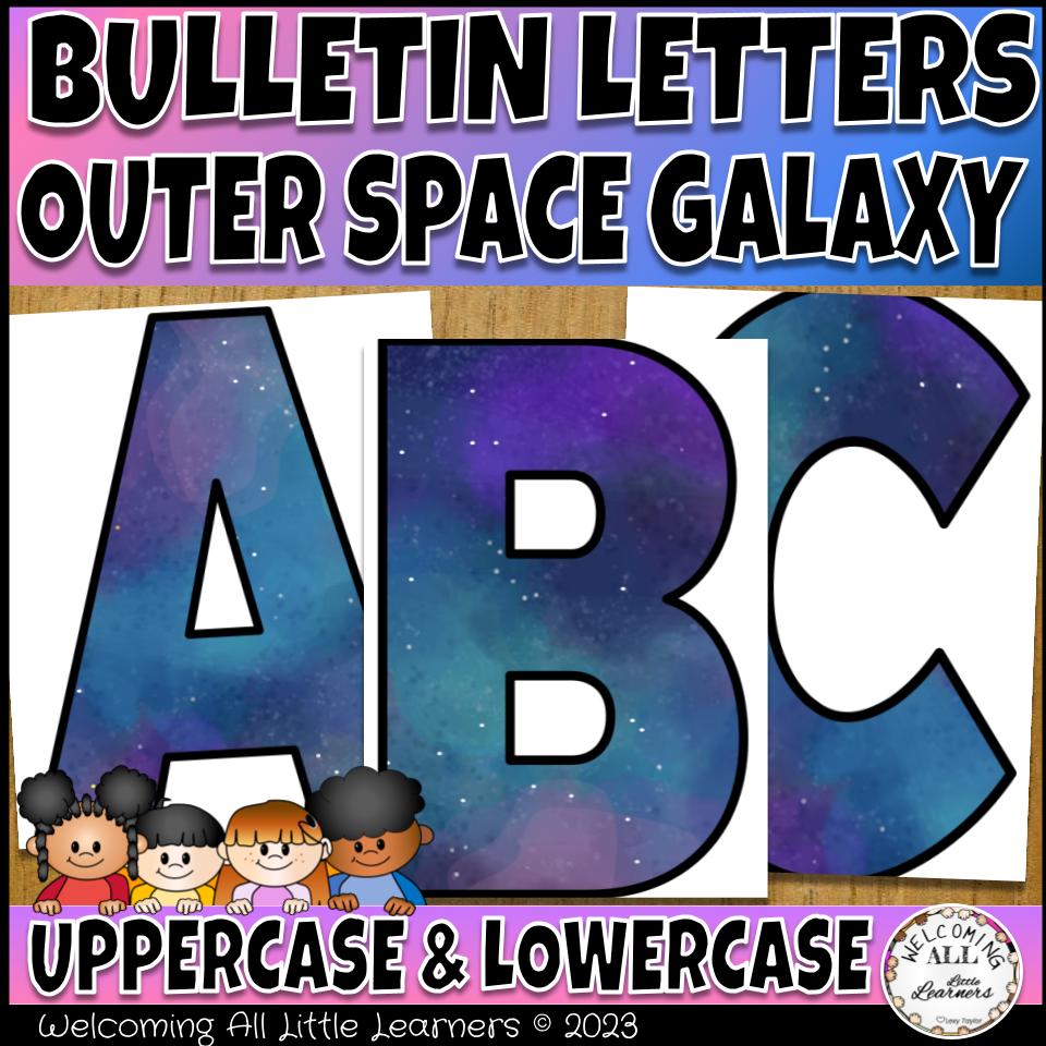 Outer Space Galaxy Theme Watercolor Decor Bulletin Board Letters ...
