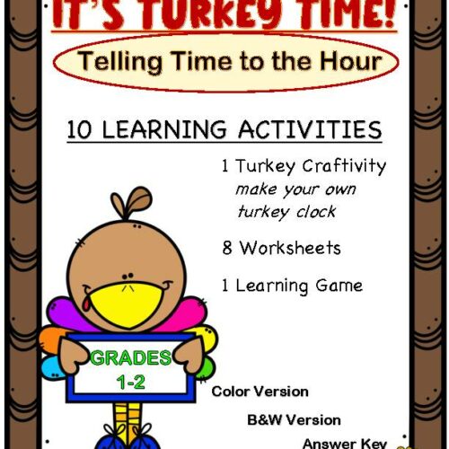 Telling Time to the Hour with Tom Turkey Activities and Worksheets ...