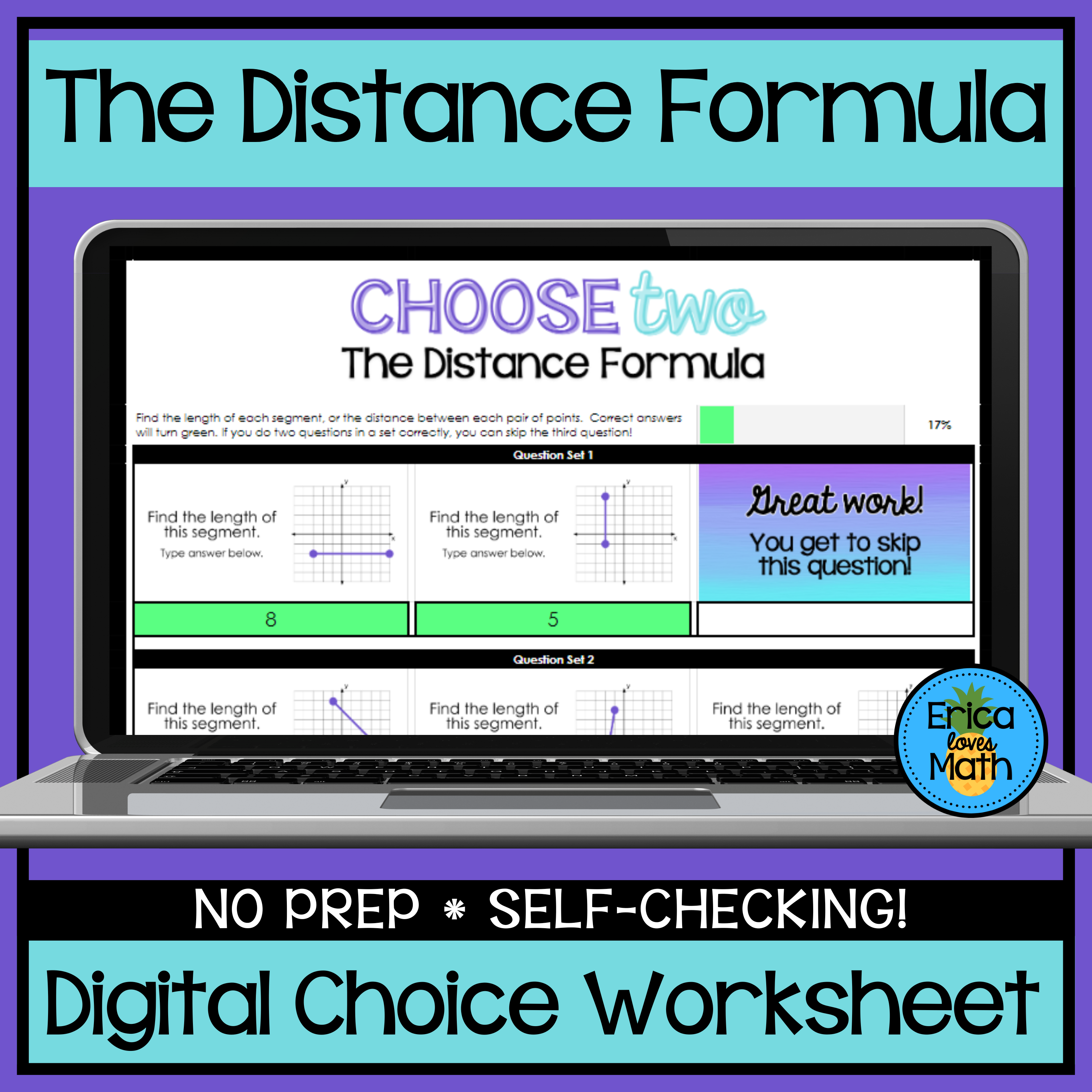 The Distance Formula Digital Activity | Choose Two - Classful