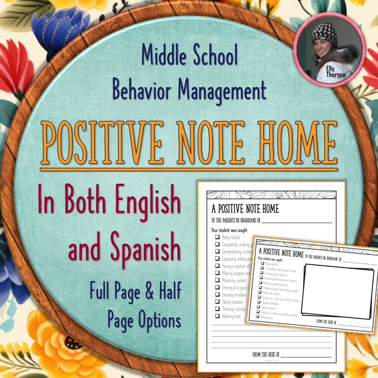 Positive Notes Home to Parents for Middle School Classroom Management ...