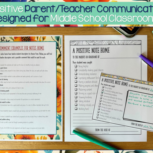 Positive Notes Home to Parents for Middle School Classroom Management ...
