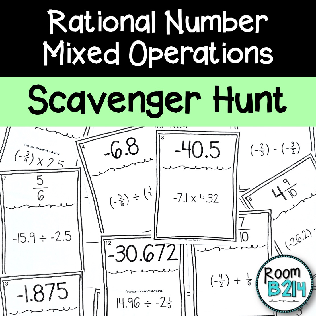Rational Number Mixed Operations Scavenger Hunt TEKS 7.3A - Classful