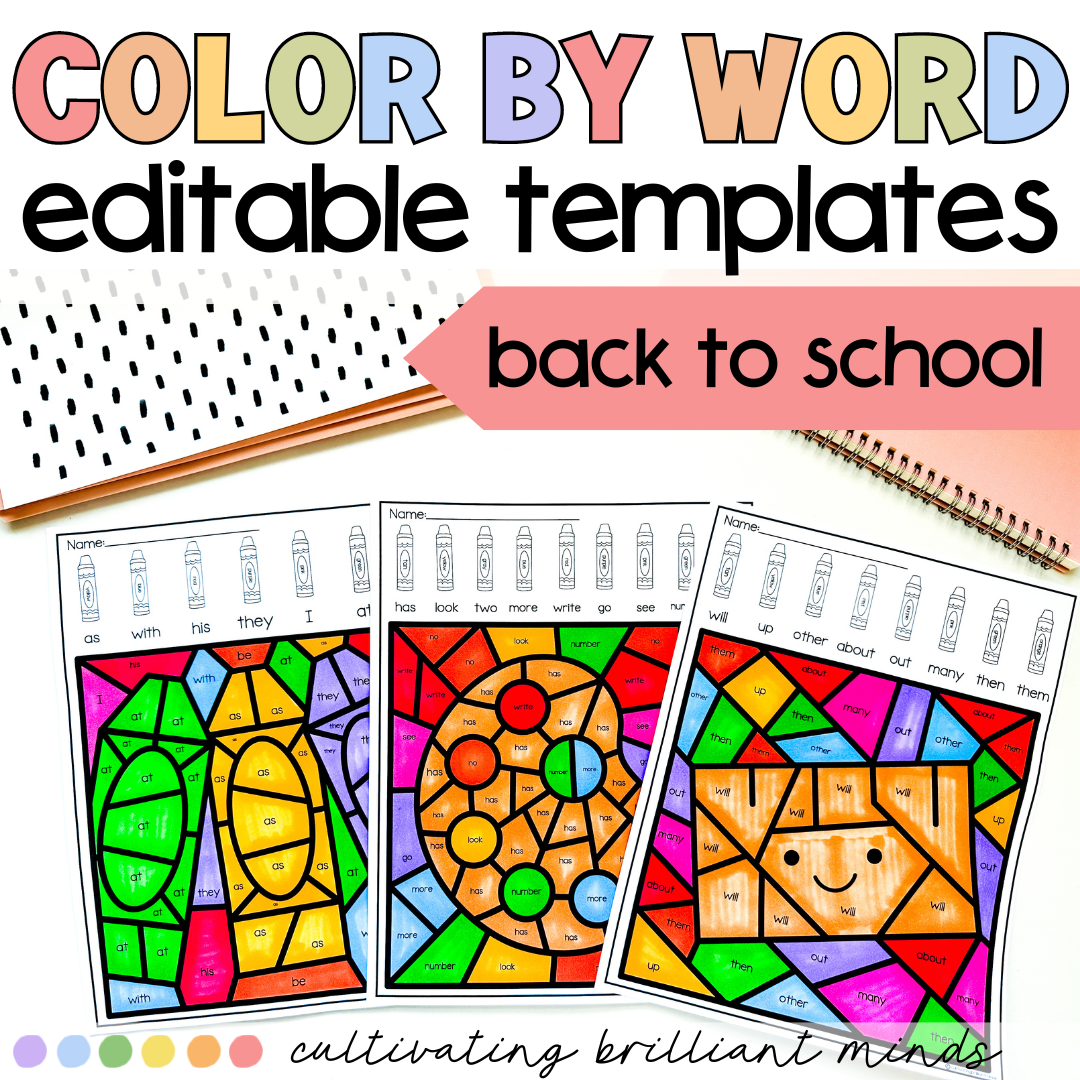 Editable Back to School Color by Code | Sight Word Practice | Morning ...