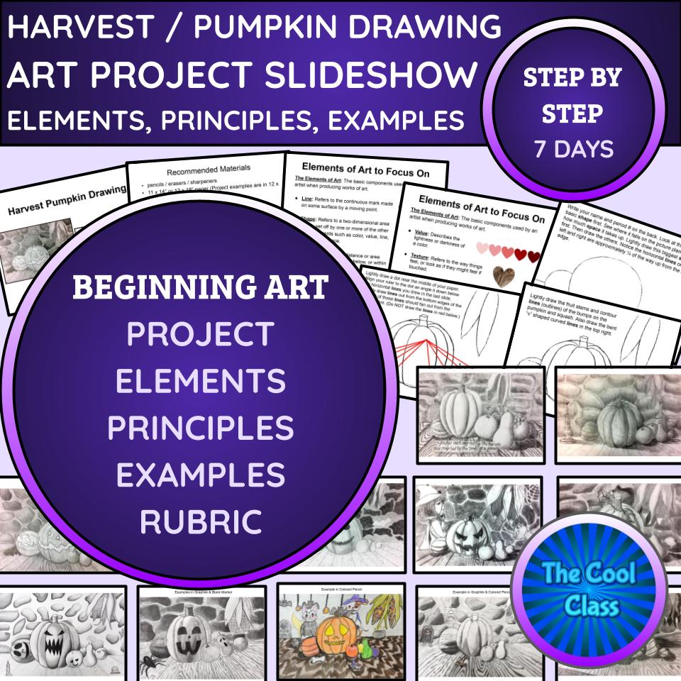 Harvest Pumpkin Drawing Project Slideshow - Art for Halloween or ...