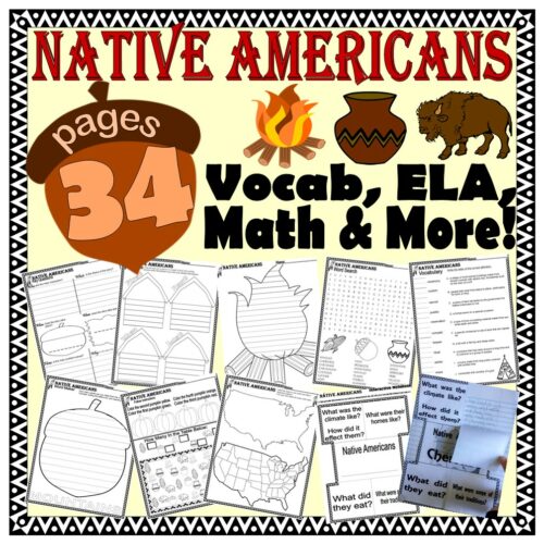 Native Americans Indigenous People Worksheets ELA Vocabulary Social ...