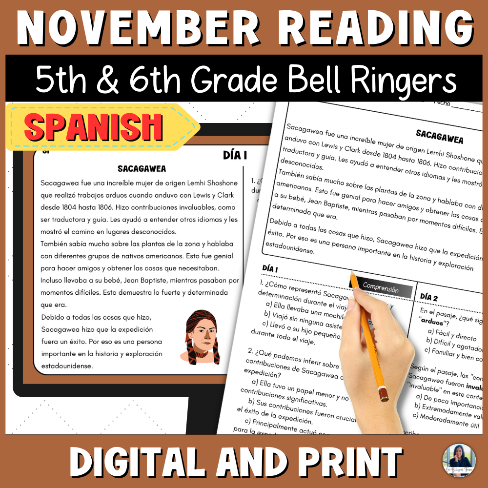 Spanish November Reading Bell Ringers for Middle School | 5th and 6th ...