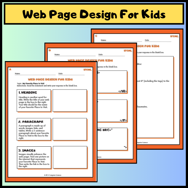 No Prep | Web Page Design Bundle For Kids | Learning HTML | 1 Week ...