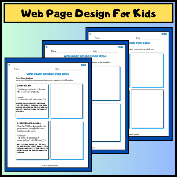 No Prep | Web Page Design For Kids | Learning CSS [Style Attributes ...