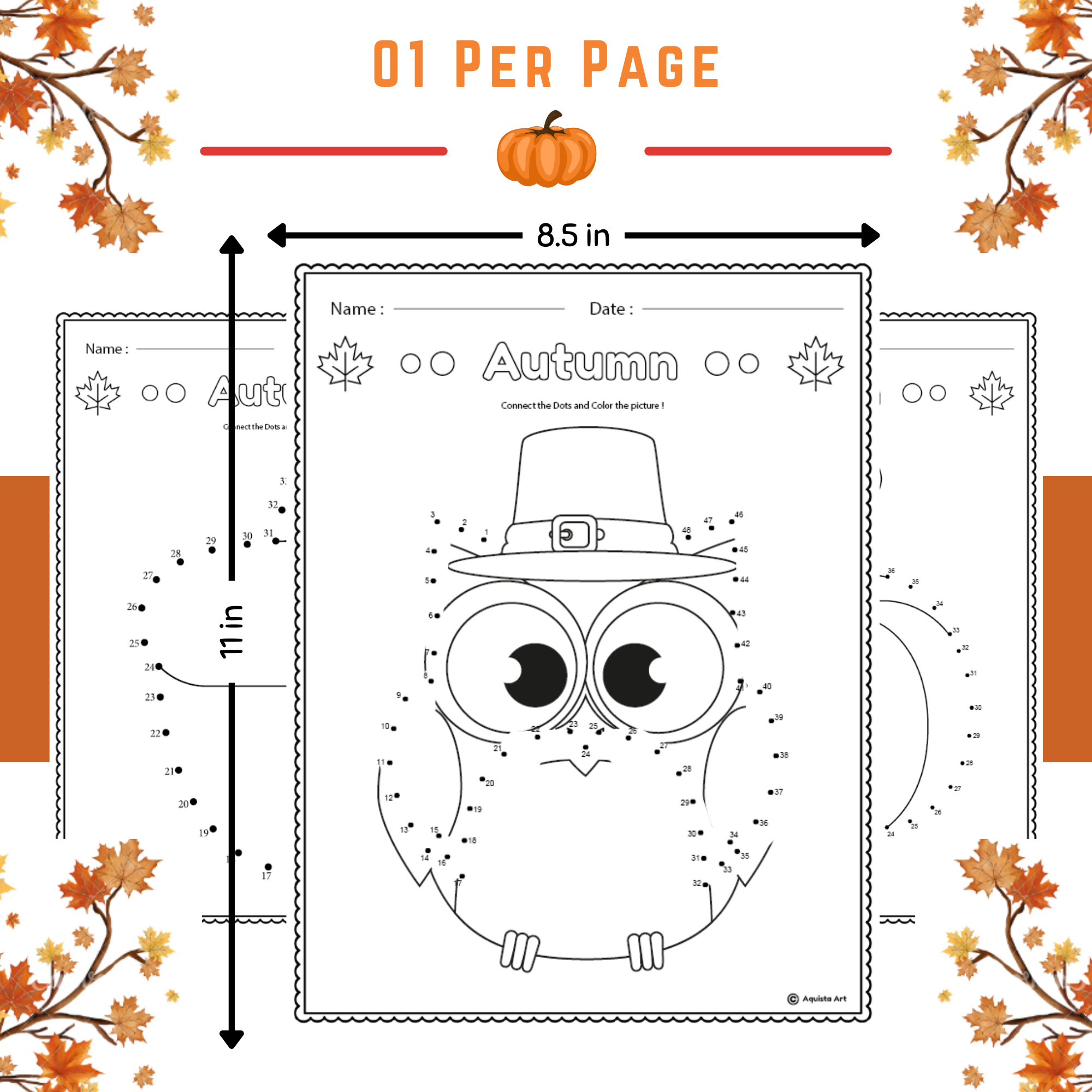 Fall Dot to Dot Drawing Activity Printables- Autumn Connect the Dots ...