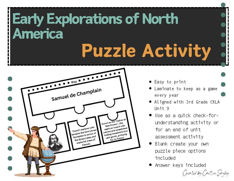 CKLA Grade 3 Unit 9- Early Explorations of North America Puzzle ...