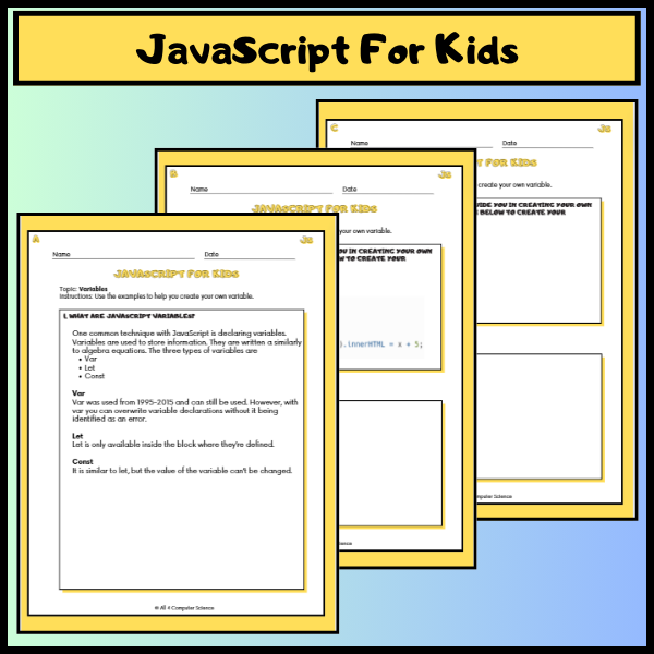No Prep | Web Page Design For Kids | Learning JavaScript [Output ...