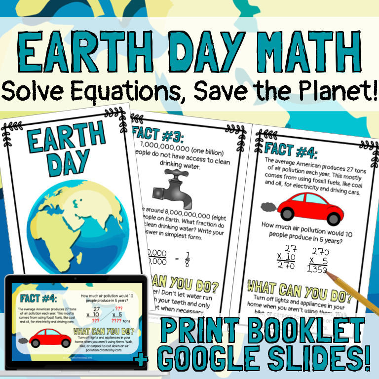 Earth Day Math Activity Booklet PRINT and DIGITAL - Classful