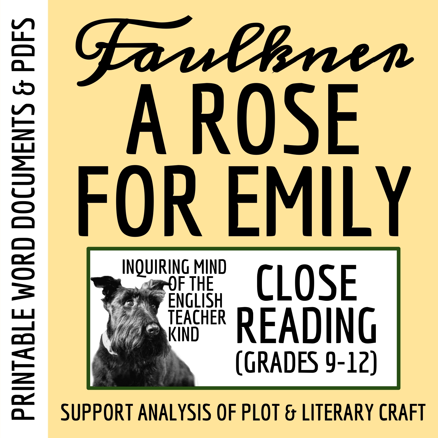 A Rose for Emily by William Faulkner Close Reading Analysis Worksheet ...