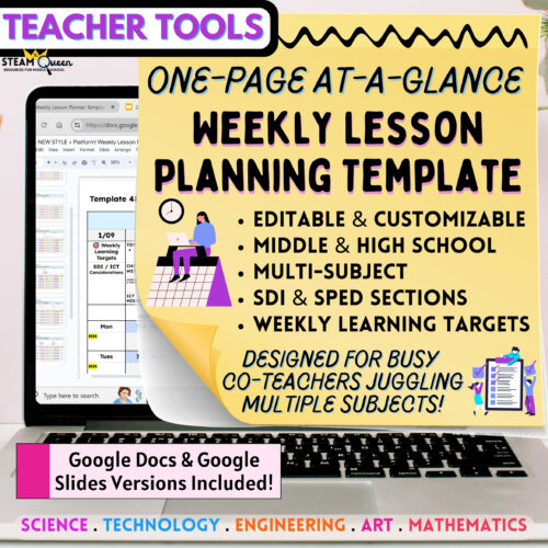 Editable Google Docs Weekly Lesson Plan Template Middle High School Co ...