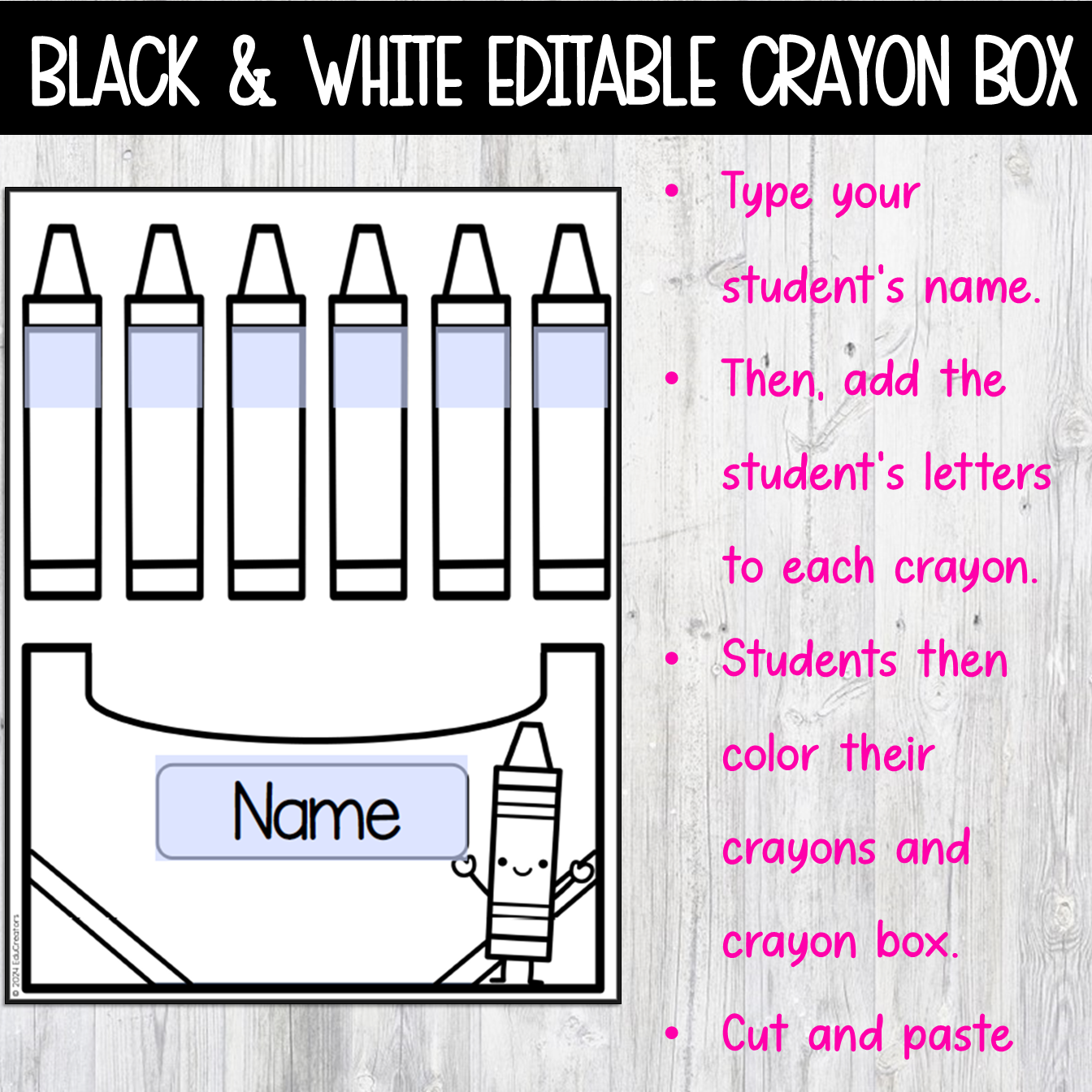 Crayon Box Name Craft Back to School Editable Names Bulletin Board ...