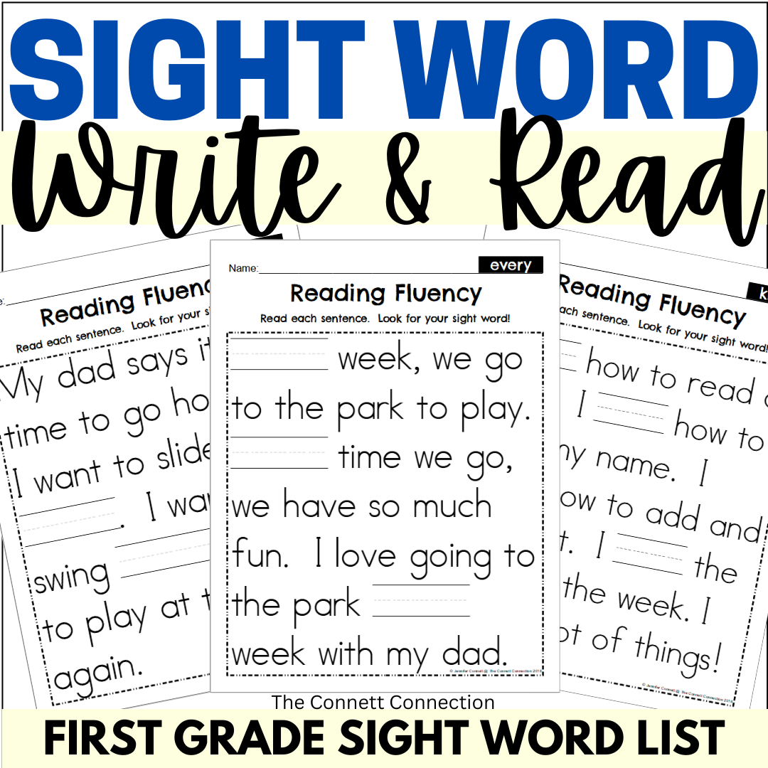 First Grade Sight Word Write and Read Fluency Passages - Classful