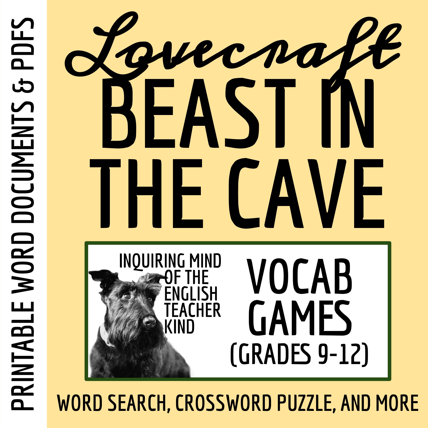 The Beast in the Cave by H.P. Lovecraft Vocabulary Games and Activities ...