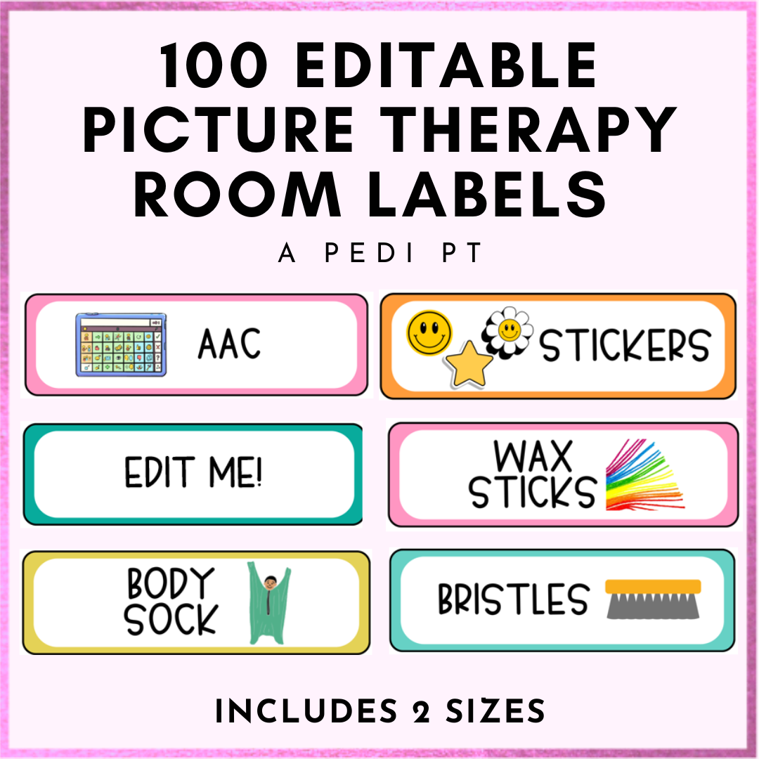 100 Editable Picture Therapy Room Labels | PT, OT, Sped - Classful