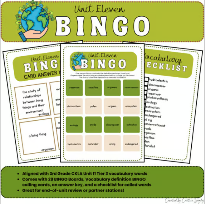 CKLA Grade 3 Unit 11 - Ecology Vocabulary BINGO - Classful