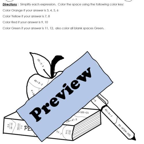 Back to School ~ Order of Operations (PEMDAS) ~ Color by Number - Classful