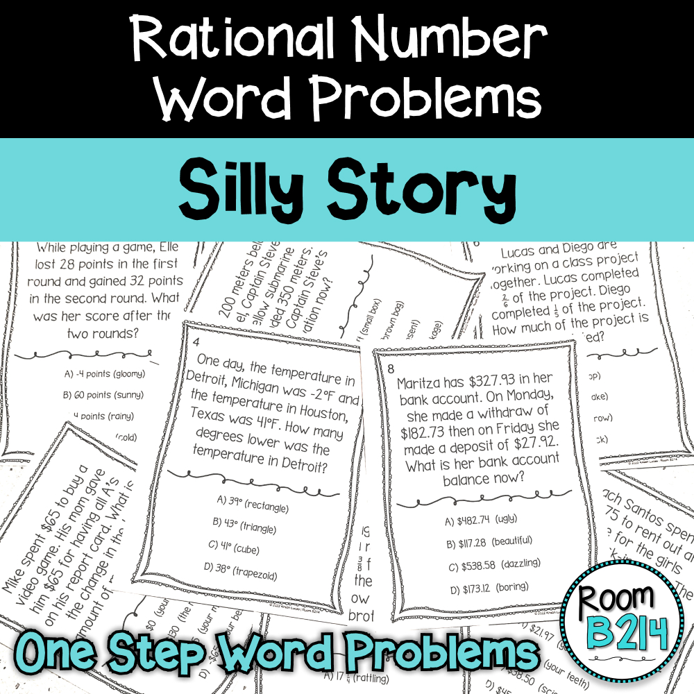 One Step Rational Number Word Problems Silly Story (TEKS 7.3A) - Classful