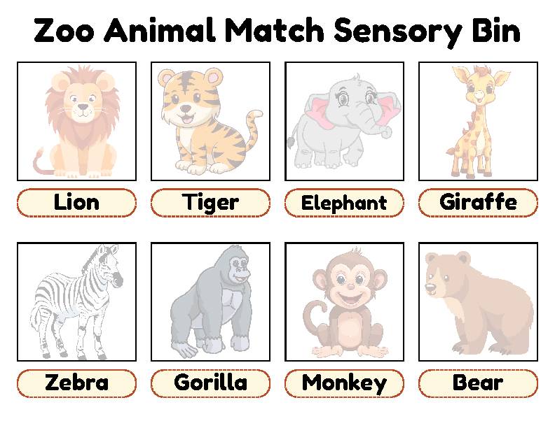Zoo Animal Match Sensory Bin, Sensory Bin, Toddler Sensory Bin ...