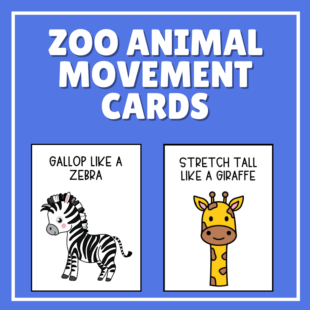 Zoo Animal Theme Gross Motor Movement Cards | Brain Break Activities ...