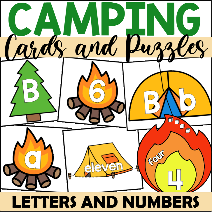 Camping Alphabet and Number Cards and Puzzles - Classful