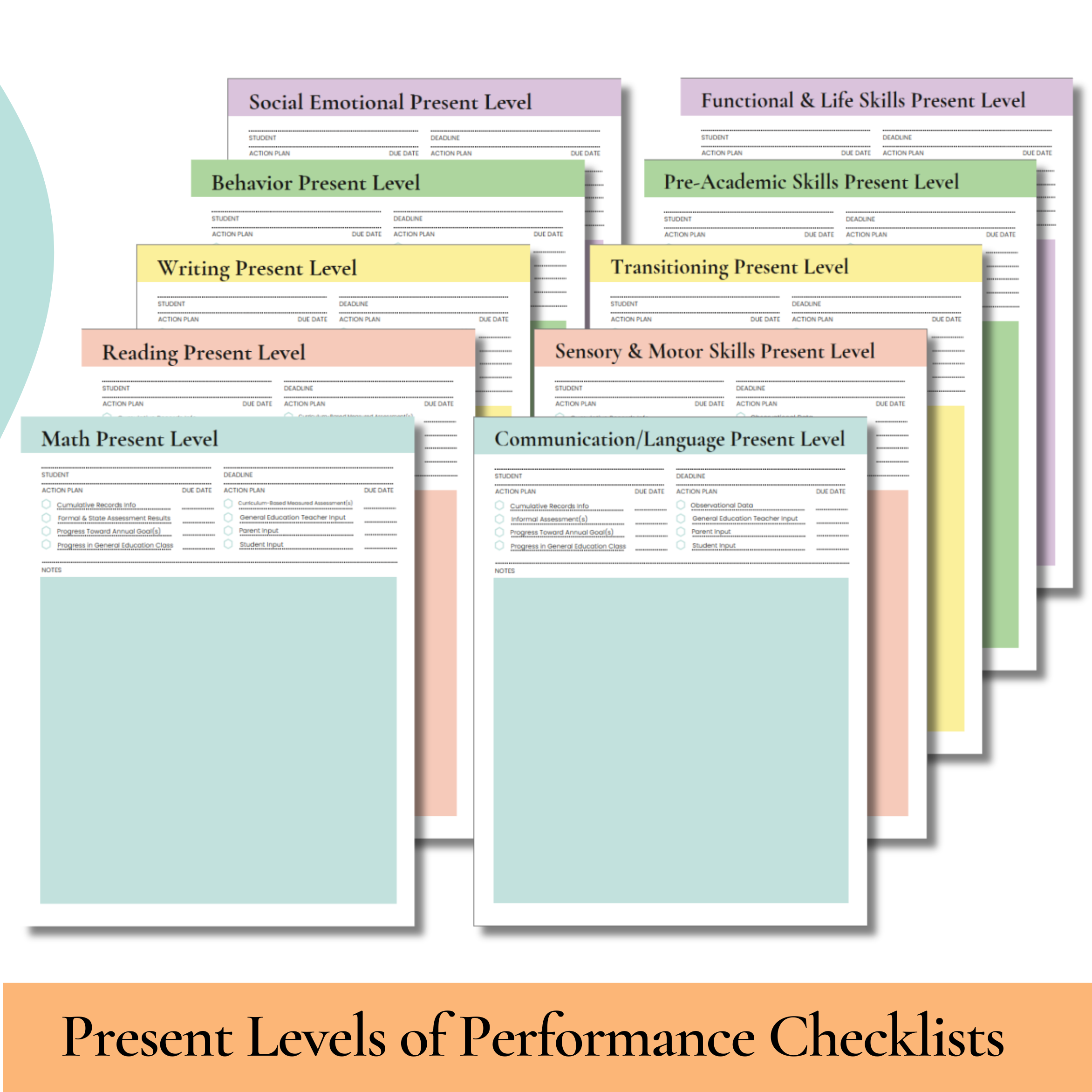 Present Levels of Performance Checklists | PLOP Checklist | Fillable PDF