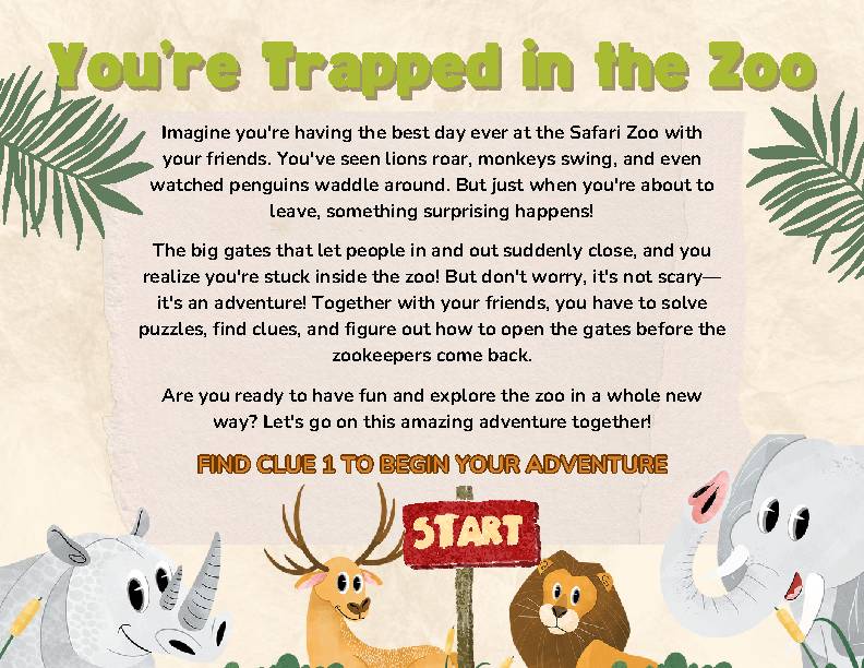 Zoo Escape Room kit, Escape Room For Kids, Printable Game, Kids Puzzles ...