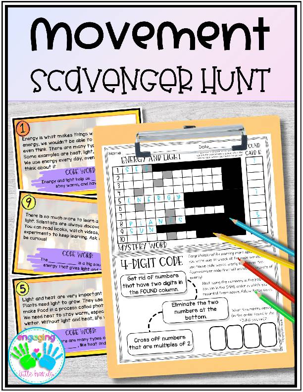Movement Scavenger Hunt Reading Comprehension Activity - Classful