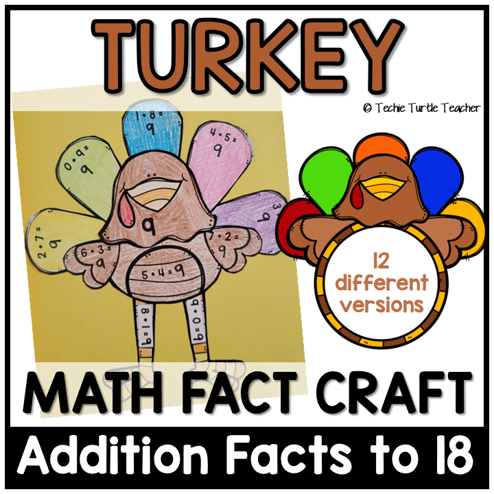 Fall Thanksgiving Turkey Math Craft- Addition Facts Center Activity ...