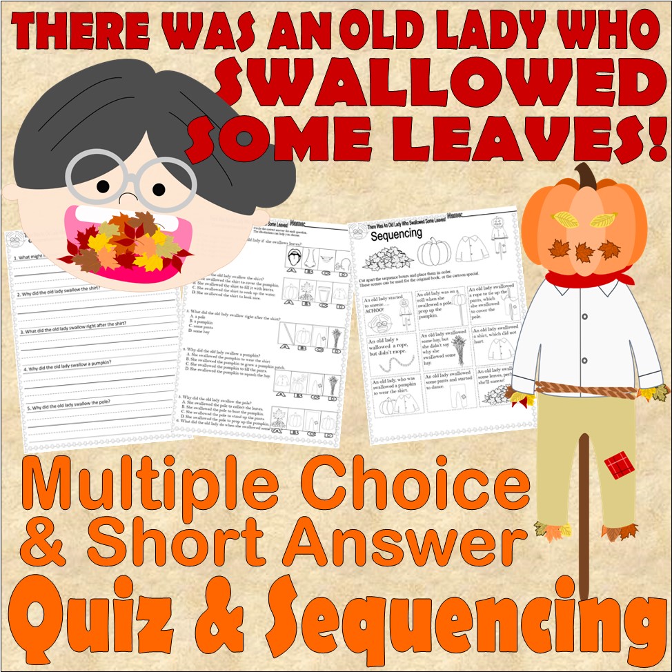 There Was An Old Lady Who Swallowed Some Leaves Comprehension Quiz ...