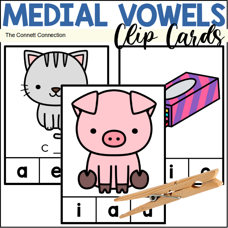 Medial Sounds Clip Cards - Classful
