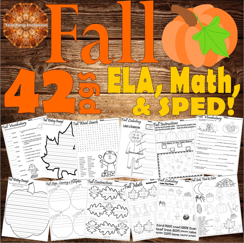 Fall NO PREP Worksheets Autumn Activities ELA Writing Vocabulary ...