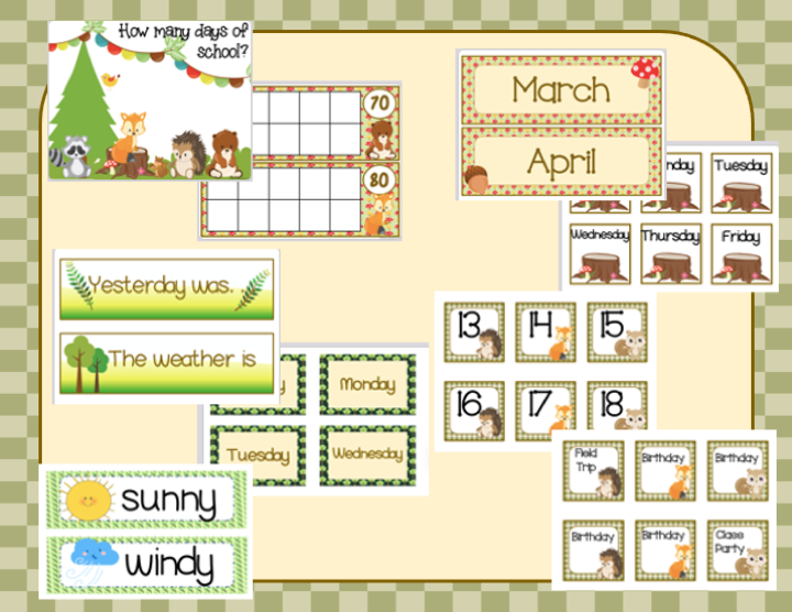 Woodland Themed Printable Calendar Set - Classful