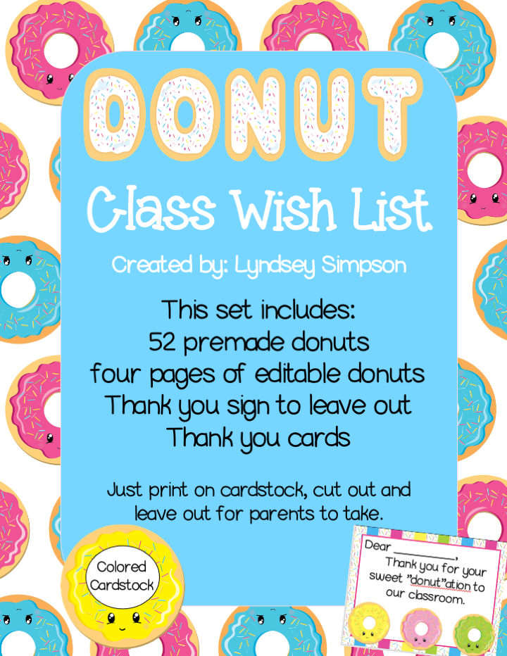 Donut Class Donations/Wish List - Classful