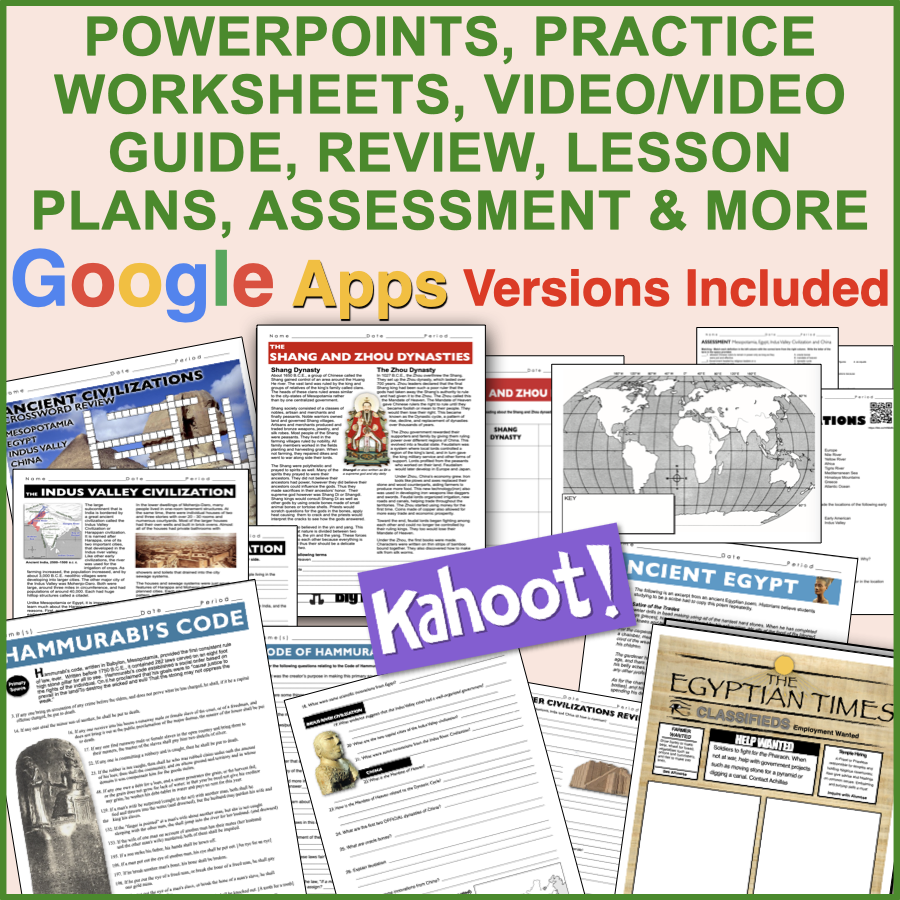 Ancient River Valley Civilizations Unit- PPTs, Worksheets, Guided Notes ...